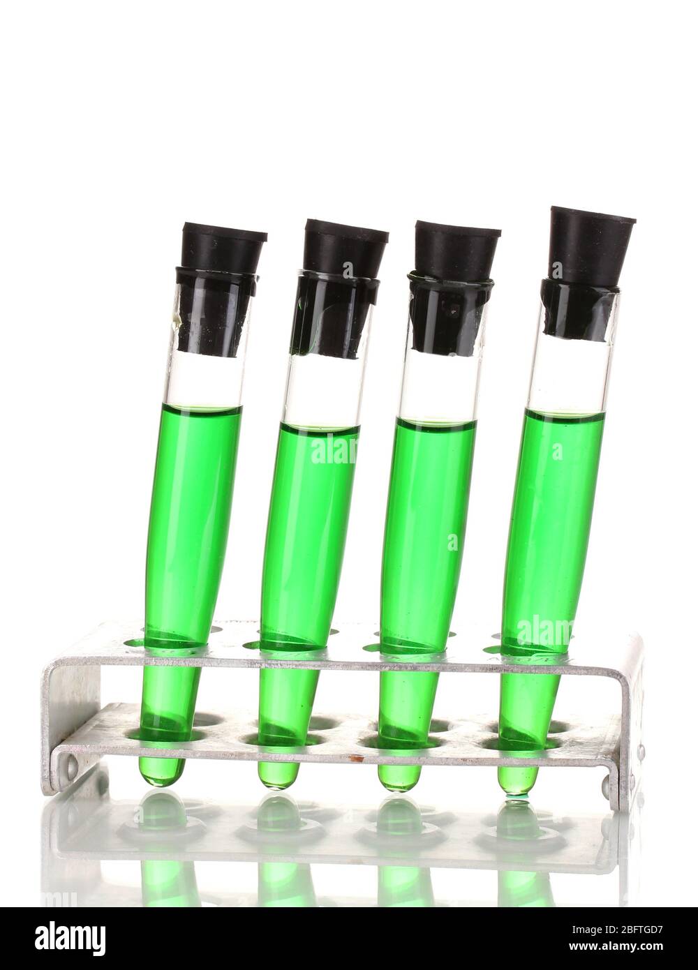 Test-tubes with green liquid isolated on white Stock Photo - Alamy