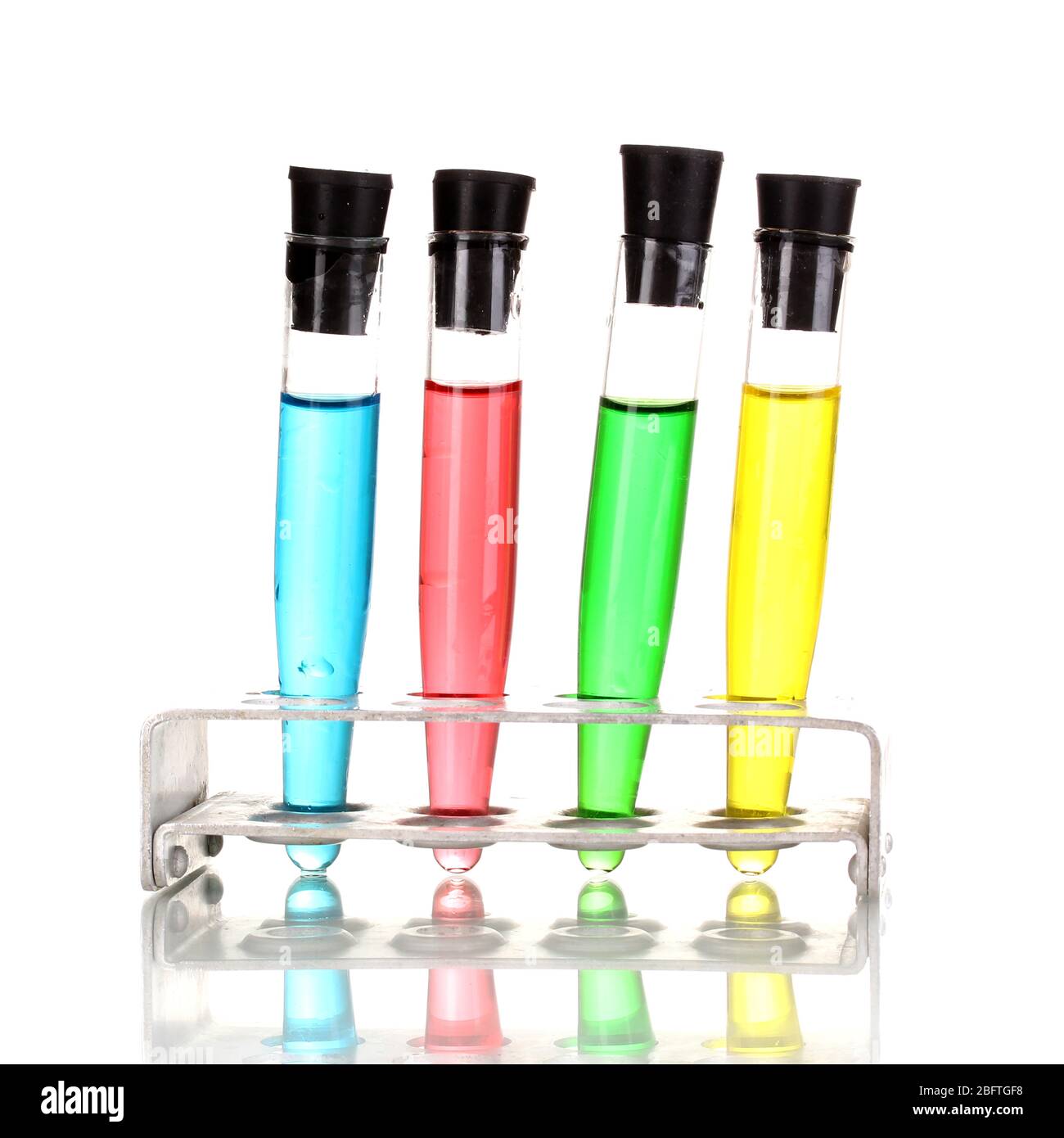Test-tubes with color liquid isolated on white Stock Photo - Alamy