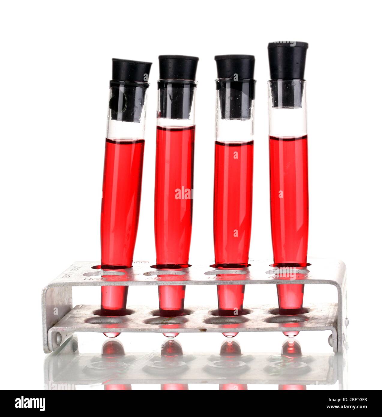 Test-tubes with red liquid isolated on white Stock Photo - Alamy