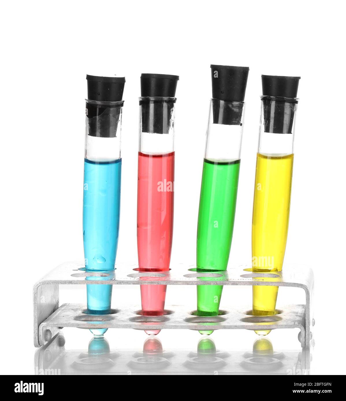 Test-tubes with color liquid isolated on white Stock Photo - Alamy