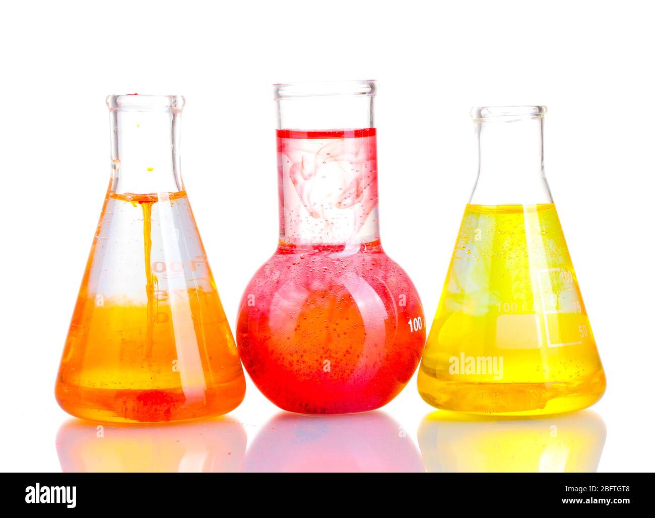 brightly ink in a flask with water isolated on white Stock Photo - Alamy