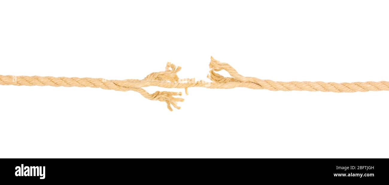 Breaking rope isolated on white Stock Photo - Alamy