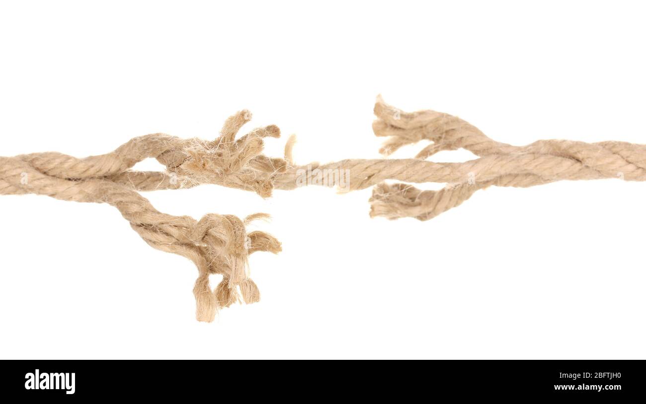 Breaking rope isolated on white Stock Photo - Alamy
