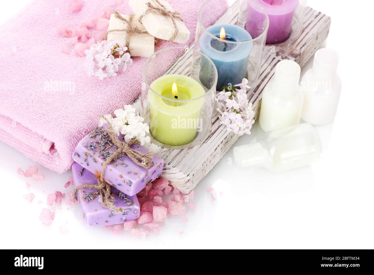 beautiful spa setting isolated on white Stock Photo - Alamy