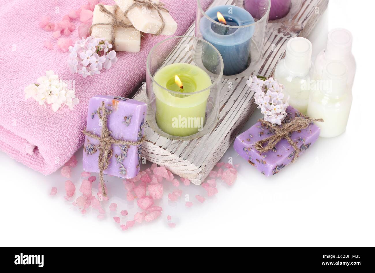 beautiful spa setting isolated on white Stock Photo - Alamy