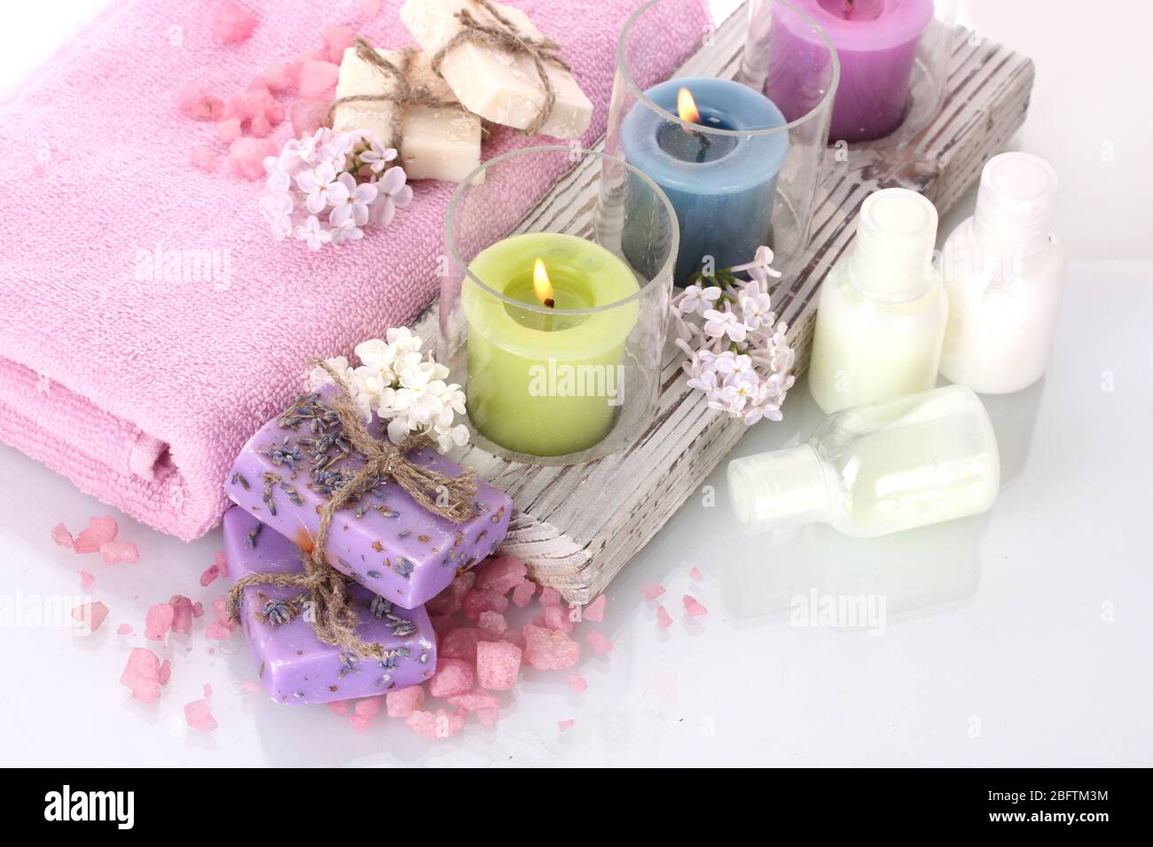 beautiful spa setting isolated on white Stock Photo - Alamy