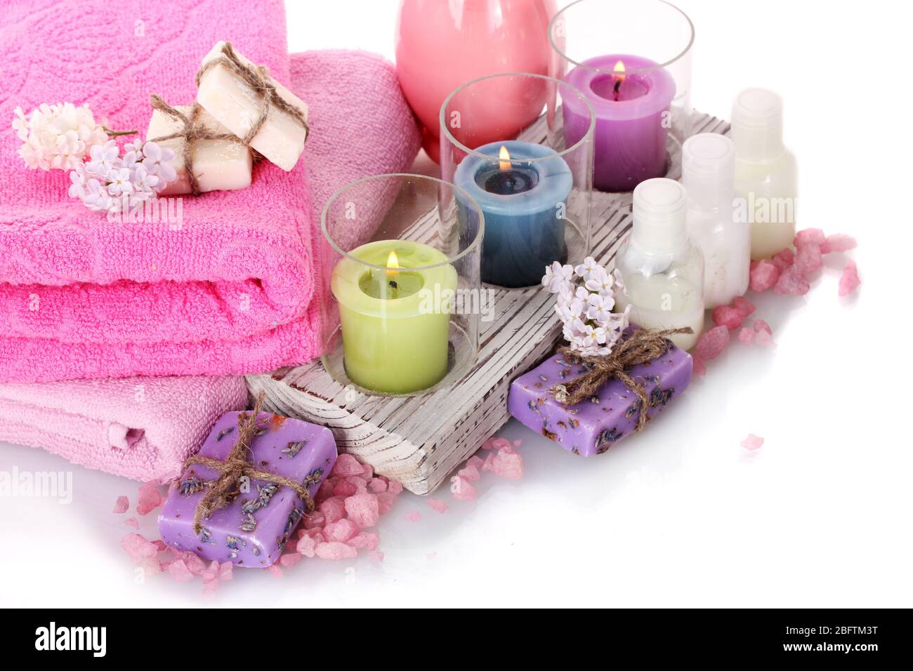beautiful spa setting isolated on white Stock Photo - Alamy