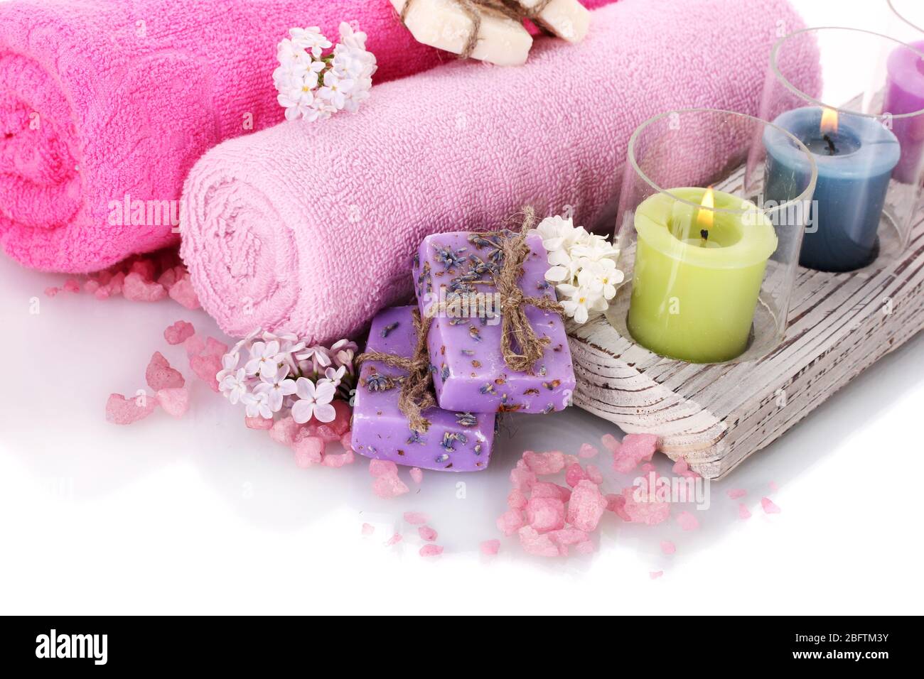 beautiful spa setting isolated on white Stock Photo - Alamy