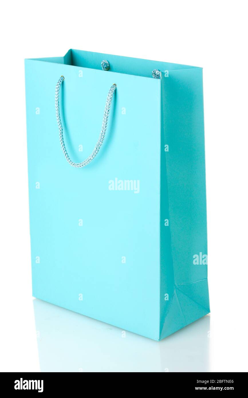 blue shopping bag isolated on white Stock Photo - Alamy