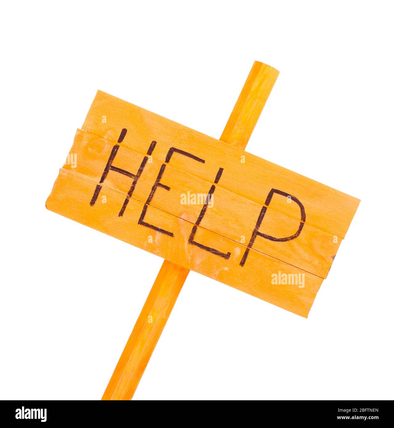 Help wooden board isolated on white Stock Photo - Alamy