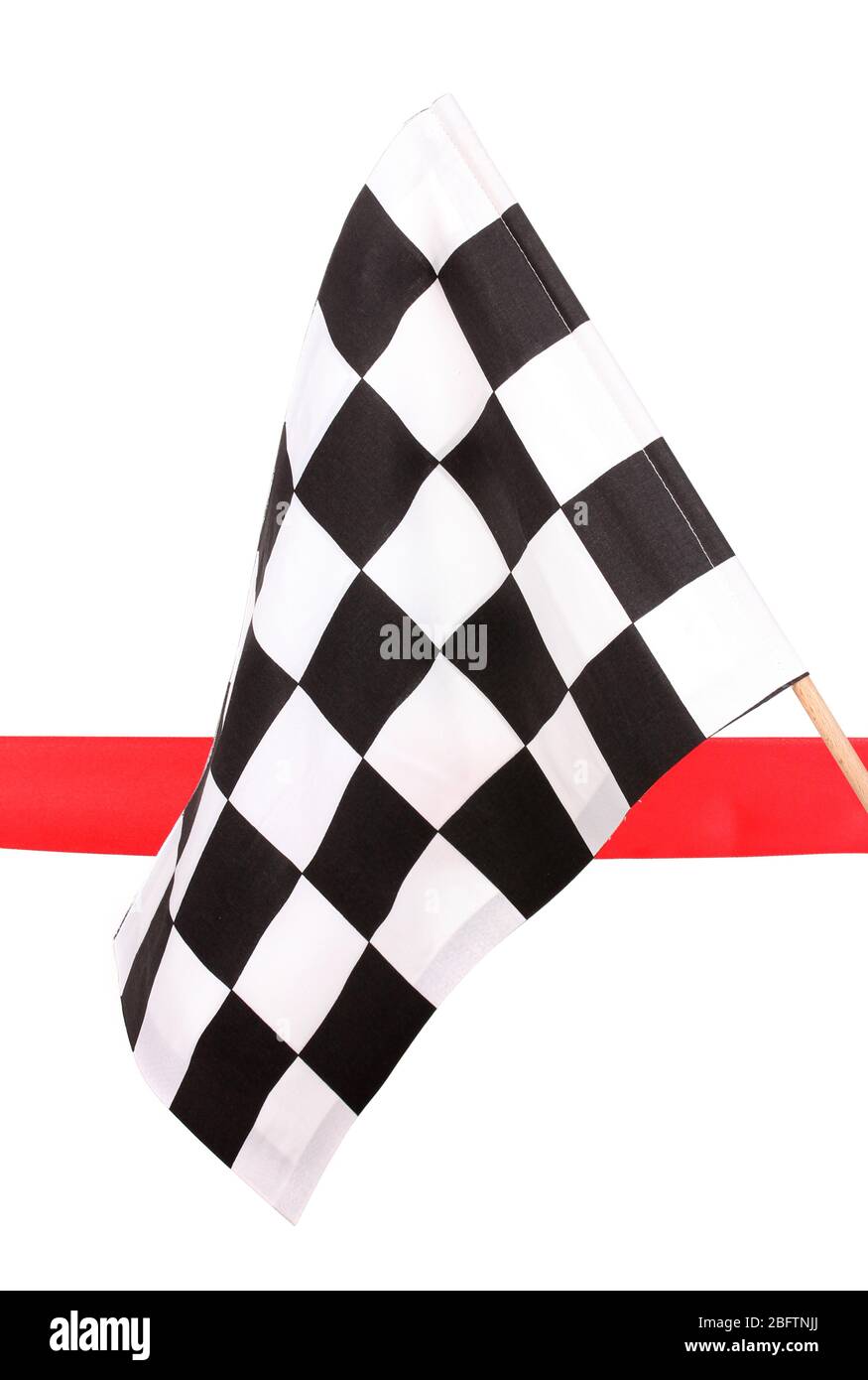 Checkered finish flag isolated on white Stock Photo - Alamy