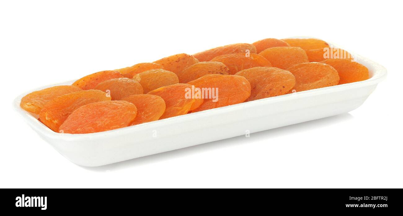 delicious dried apricots in packaging isolated on white Stock Photo - Alamy
