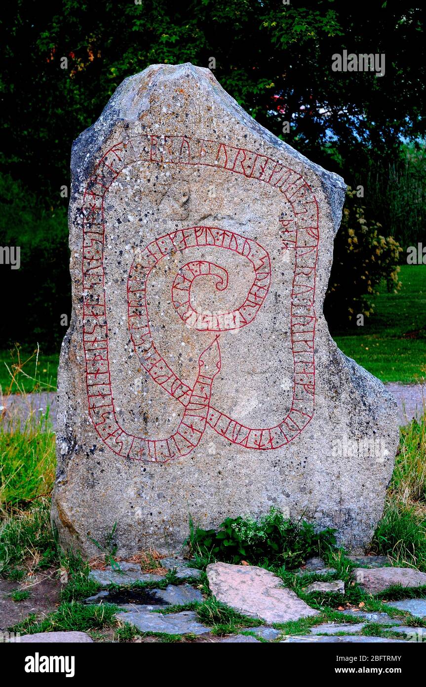 Germanic runestone, Ingvarsstenen, Gripsholm castle in Mariefred ...