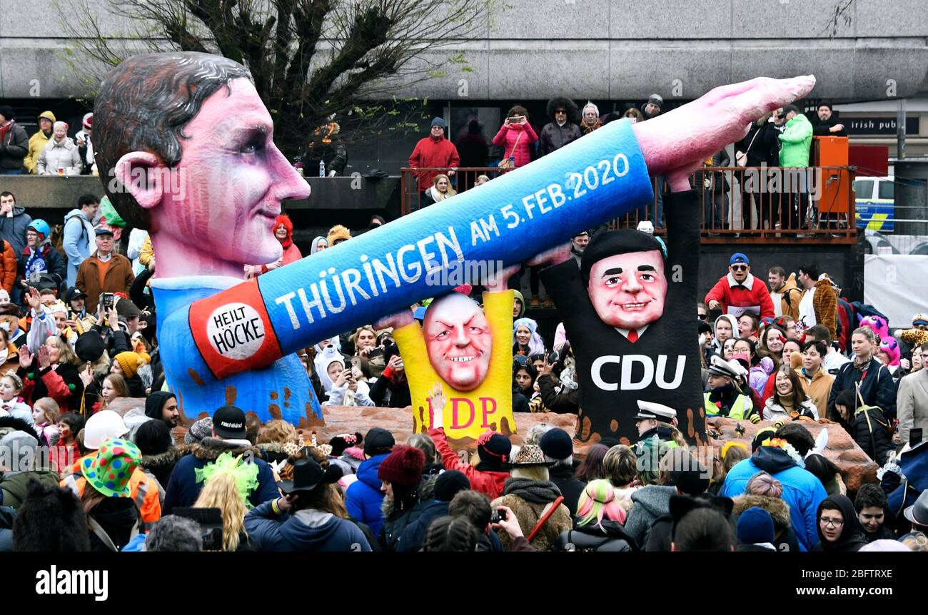 Carnival Monday procession, theme car of Jaques Tilly for the election ...