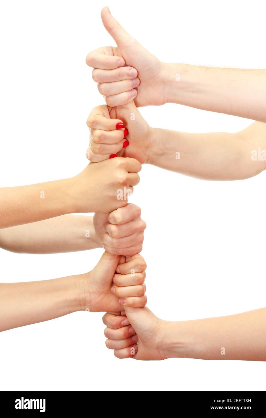 group of young people's hands isolated on white Stock Photo - Alamy