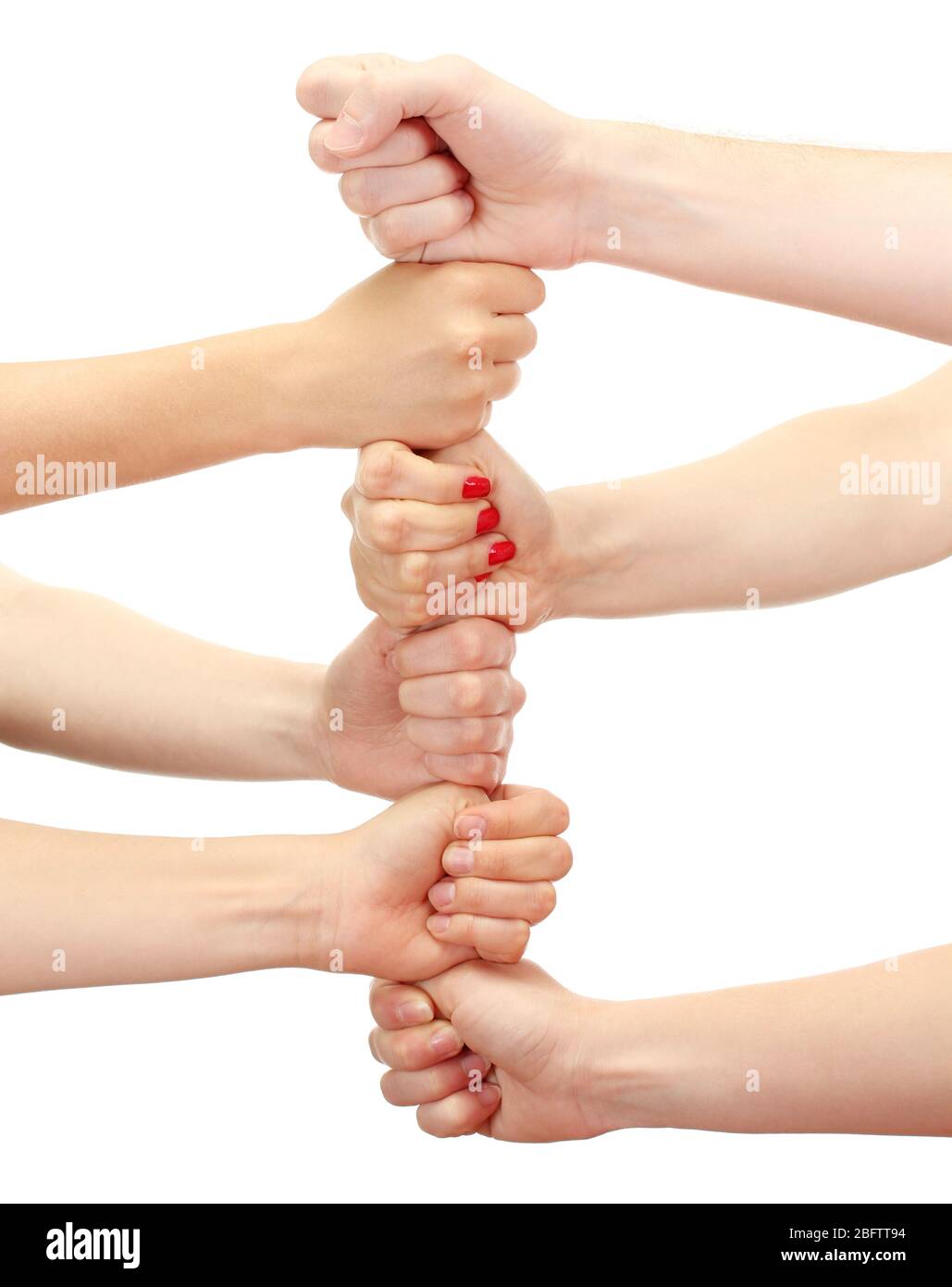 group of young people's hands isolated on white Stock Photo - Alamy