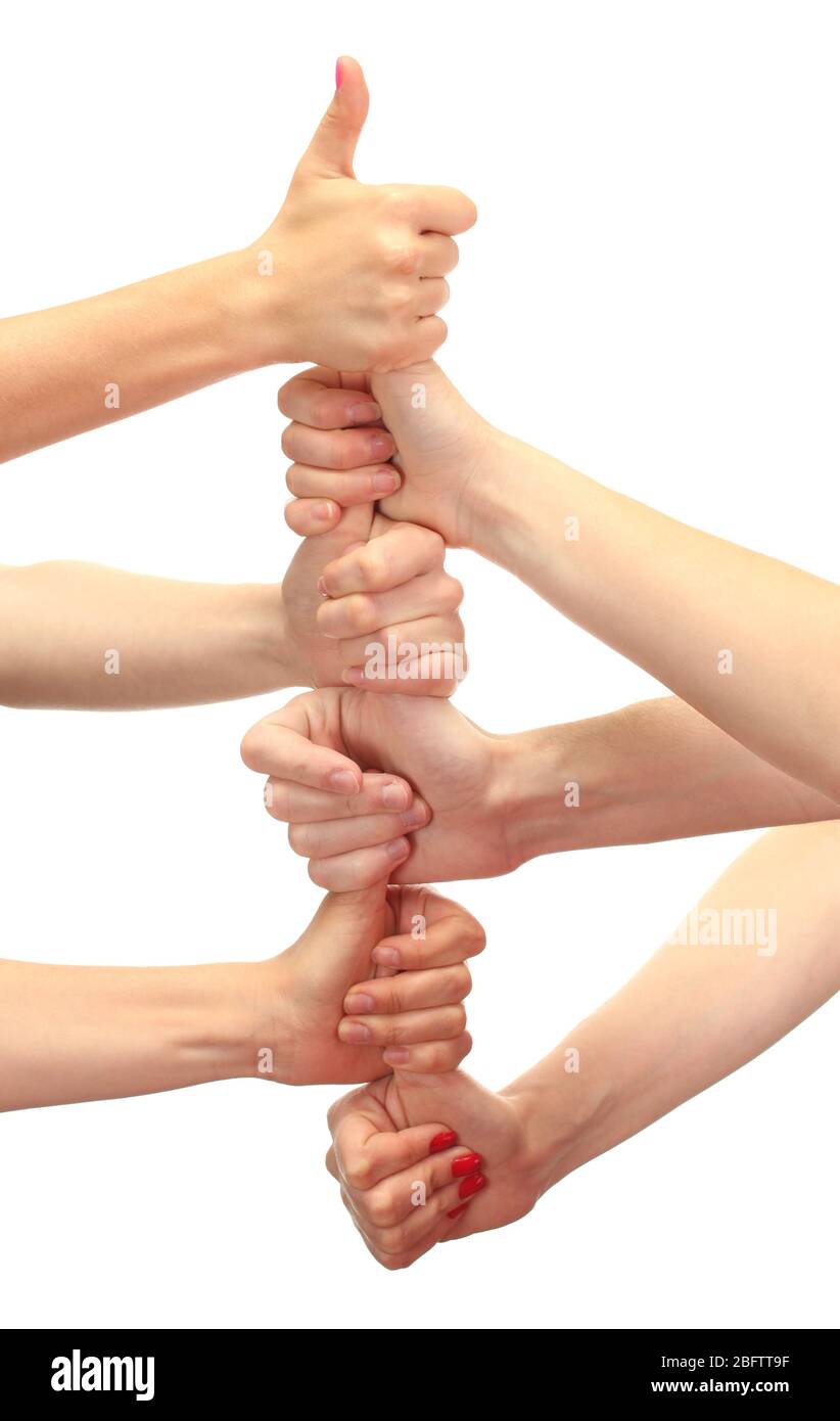 group of young people's hands isolated on white Stock Photo - Alamy