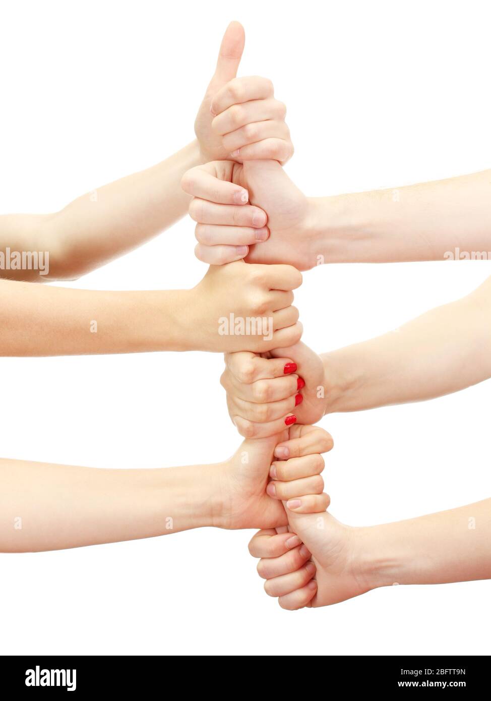 group of young people's hands isolated on white Stock Photo - Alamy