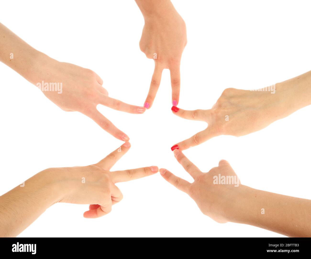 group of young people's hands isolated on white Stock Photo - Alamy