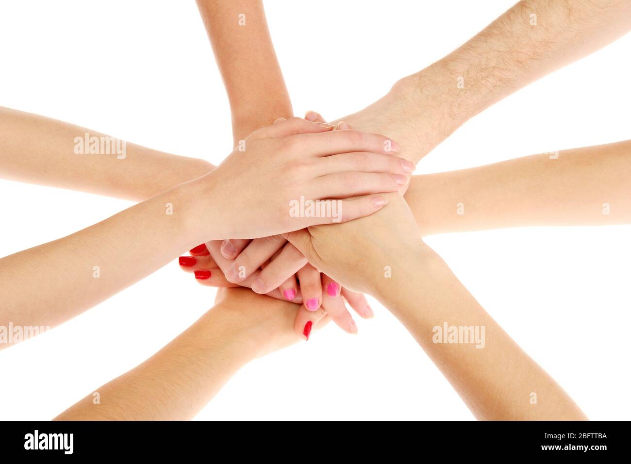 group of young people's hands isolated on white Stock Photo - Alamy