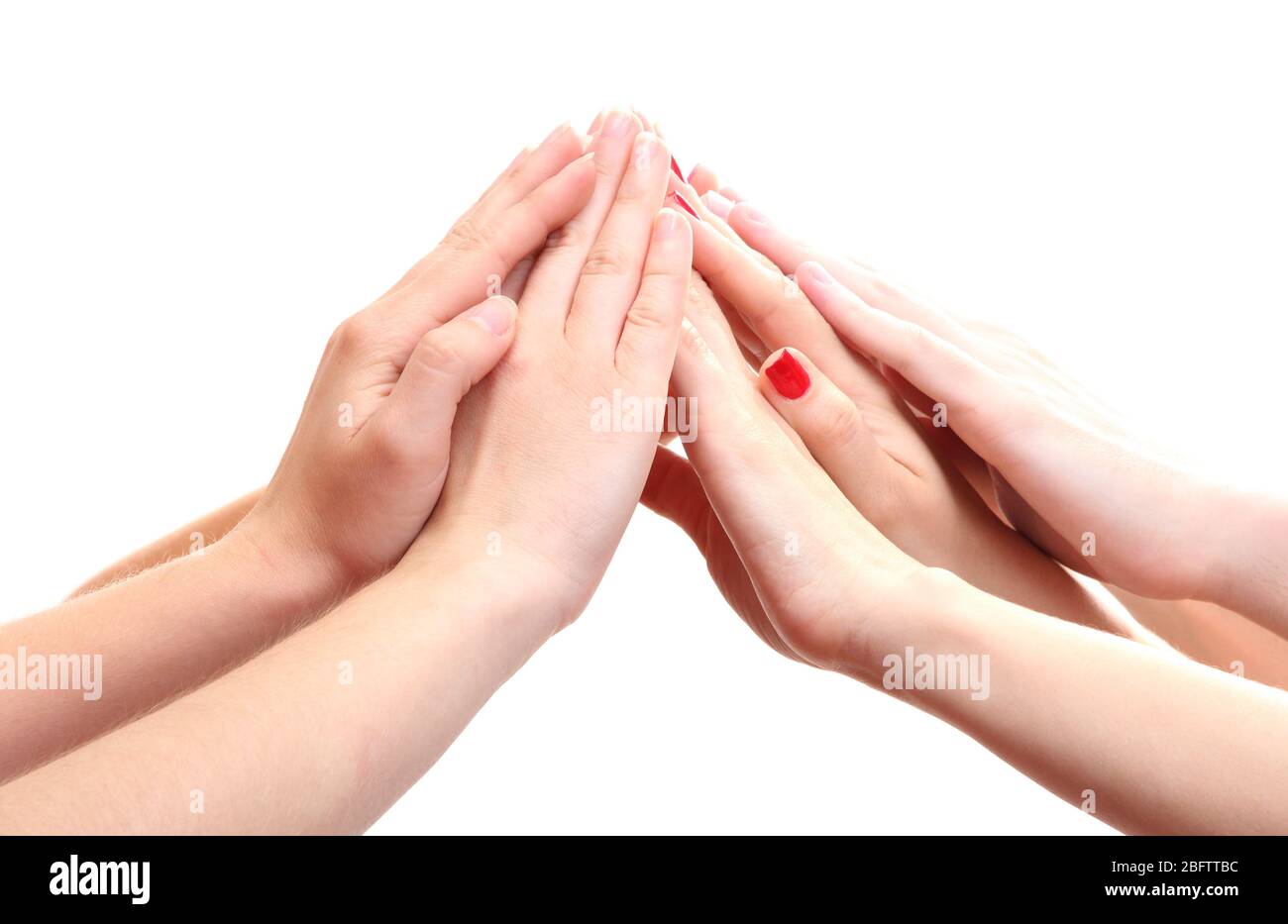 group of young people's hands isolated on white Stock Photo - Alamy