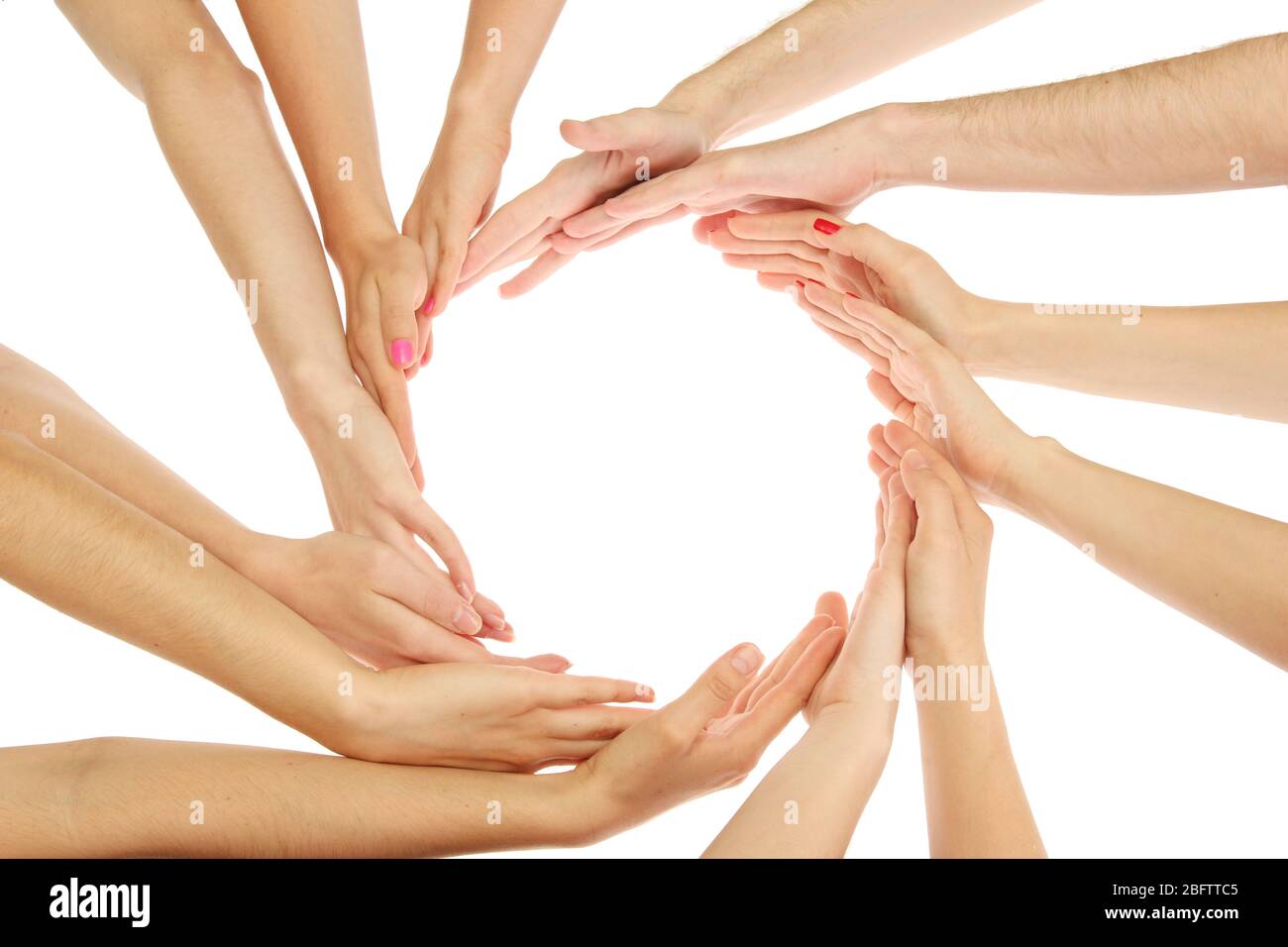group of young people's hands isolated on white Stock Photo - Alamy