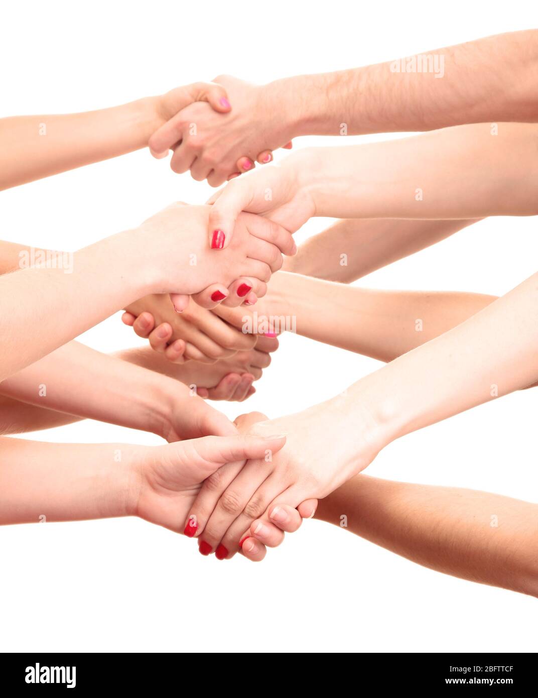 group of young people's hands isolated on white Stock Photo - Alamy