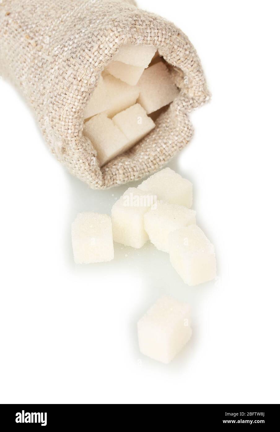 Sack with lump sugar isolated on white Stock Photo - Alamy