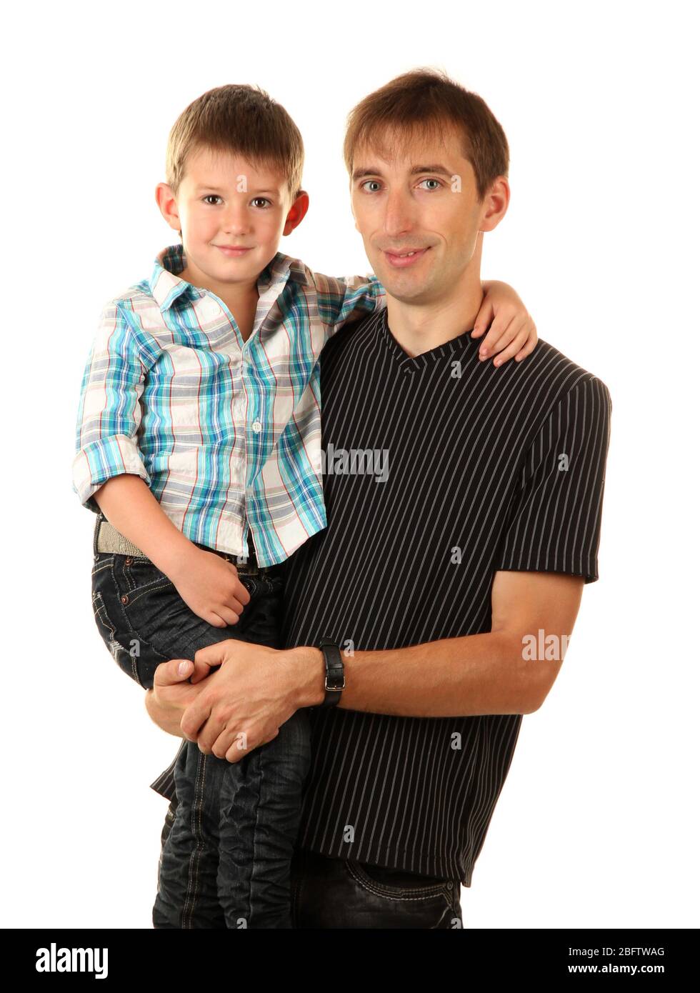 portrait of dad and son isolated on white Stock Photo - Alamy