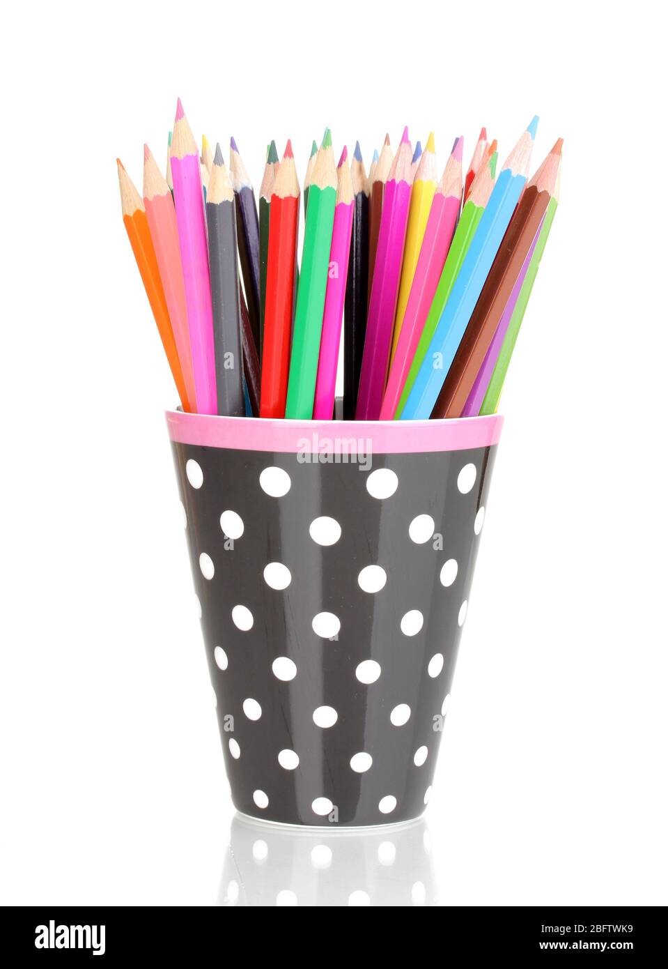 Color pencils in glass isolated on white Stock Photo - Alamy