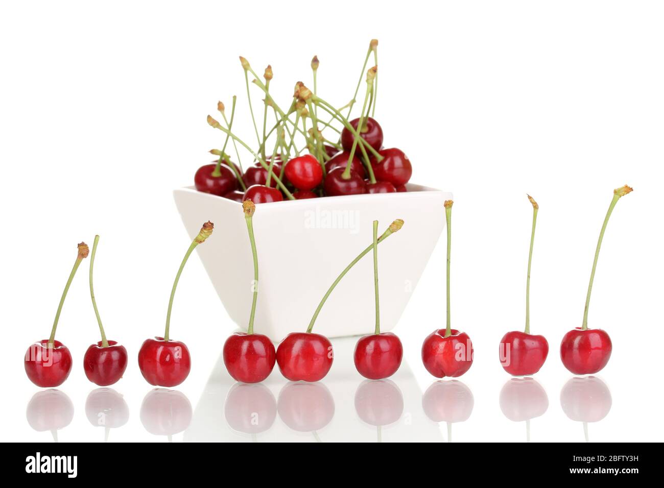 Ripe cherry berries isolated on white Stock Photo - Alamy
