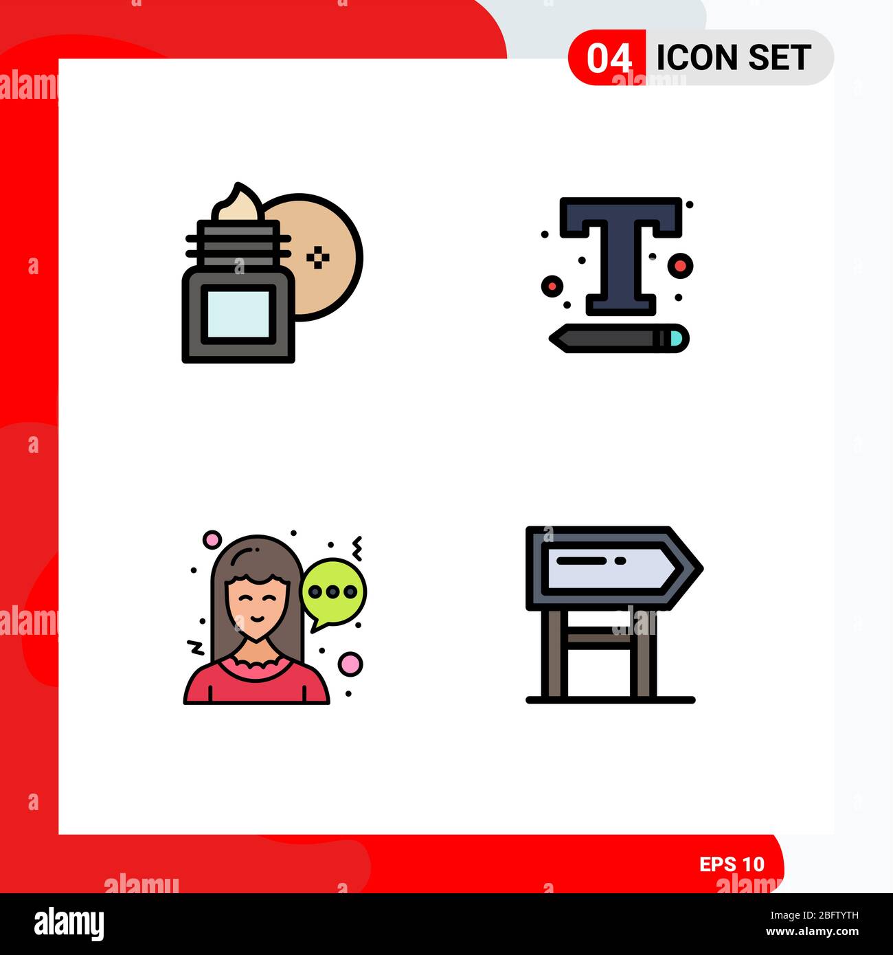 Group of 4 Filledline Flat Colors Signs and Symbols for body lotion ...