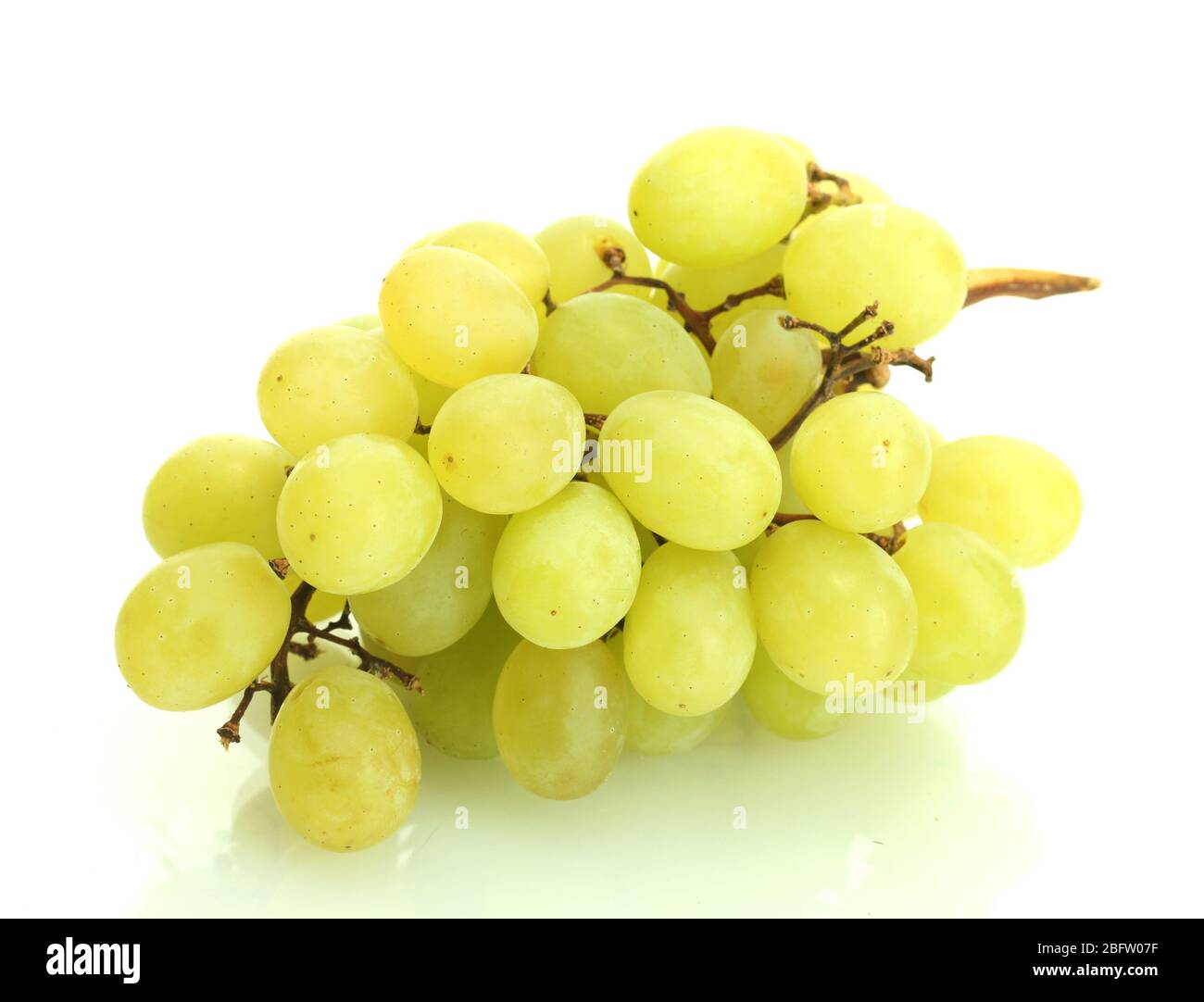 Ripe green grapes isolated on white Stock Photo - Alamy