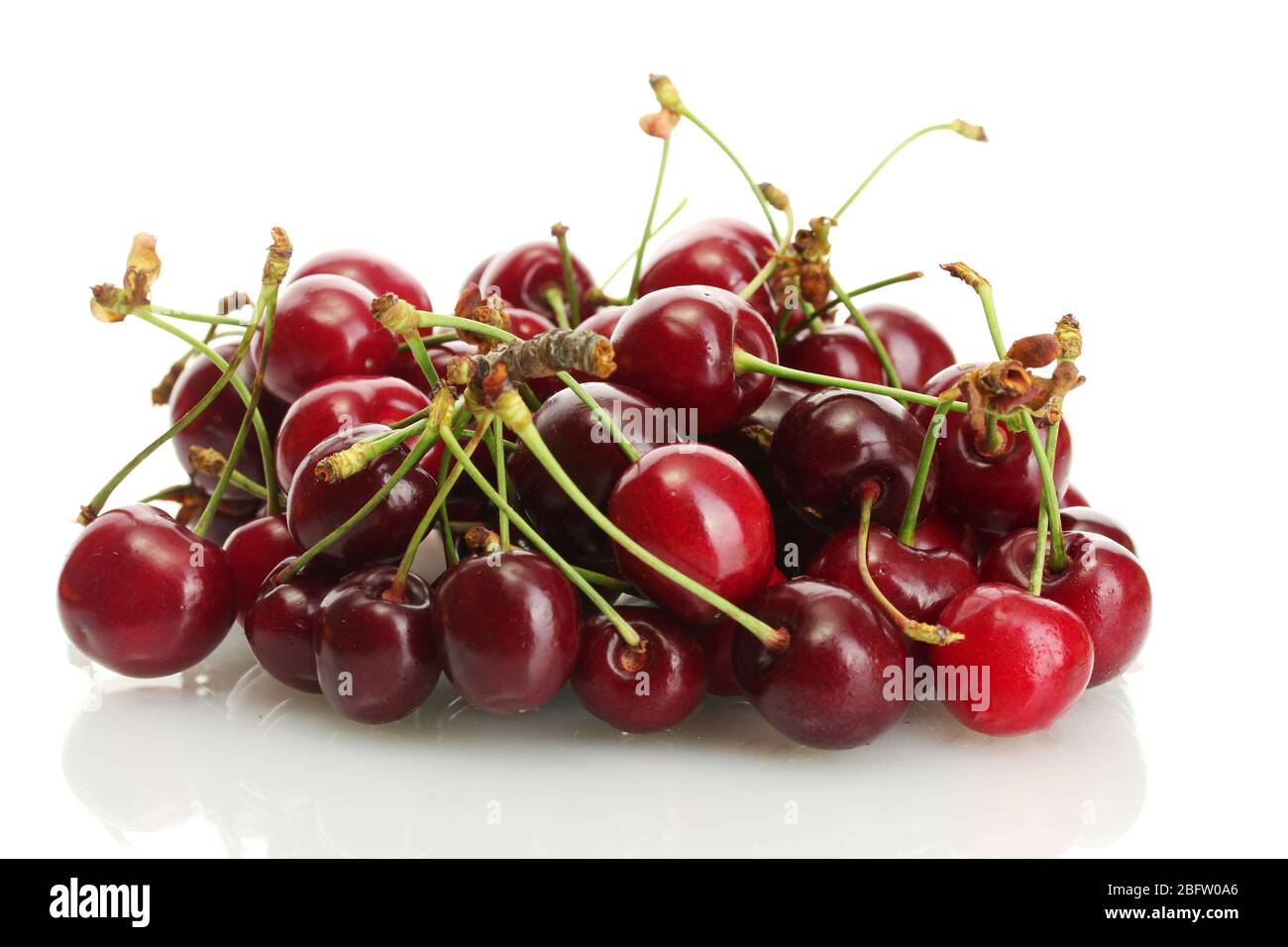 Ripe cherry berries isolated on white Stock Photo - Alamy