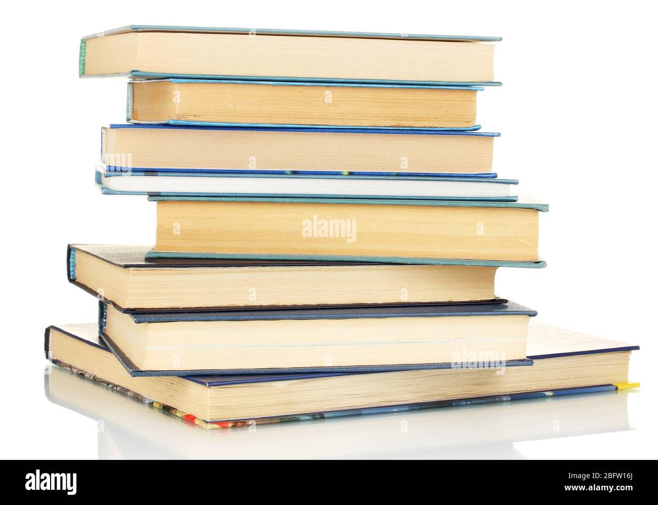 Tower of books isolated on white Stock Photo - Alamy