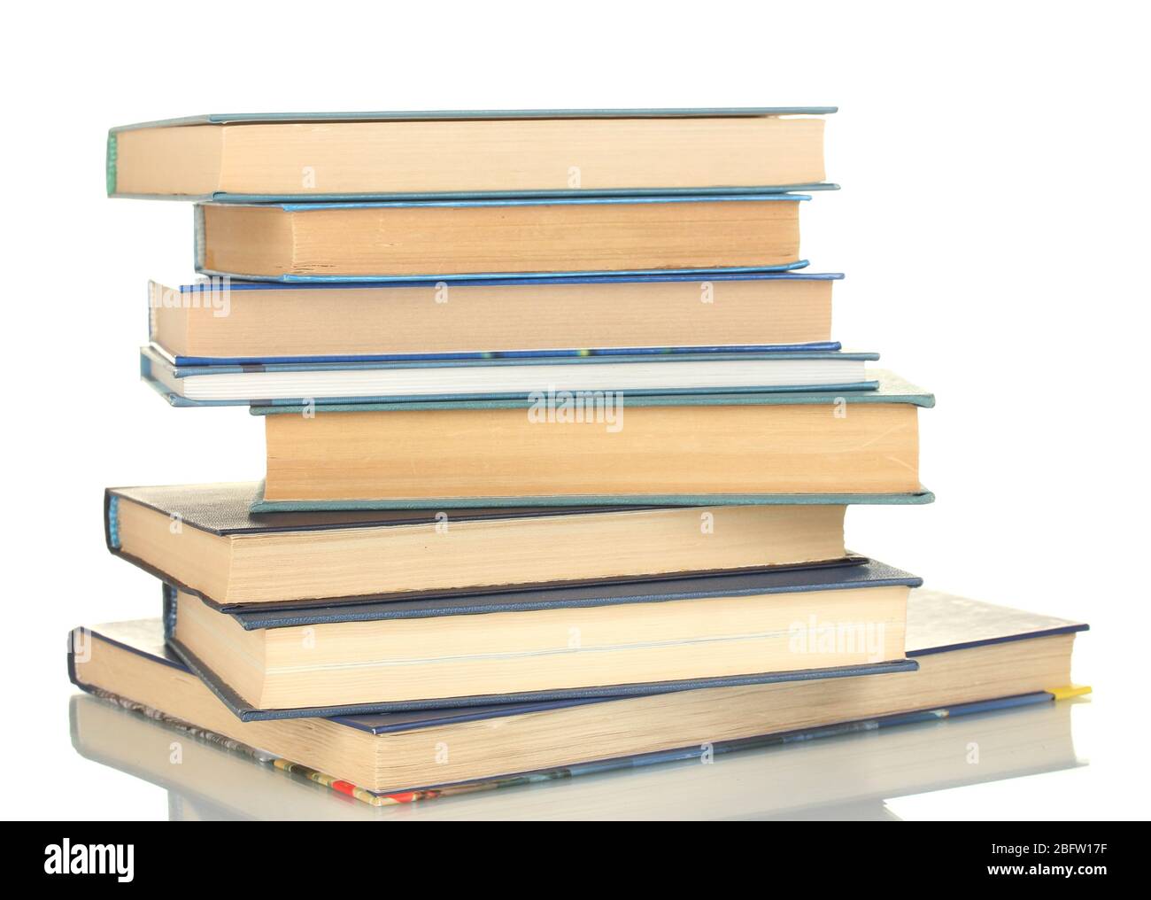 Tower of books isolated on white Stock Photo - Alamy