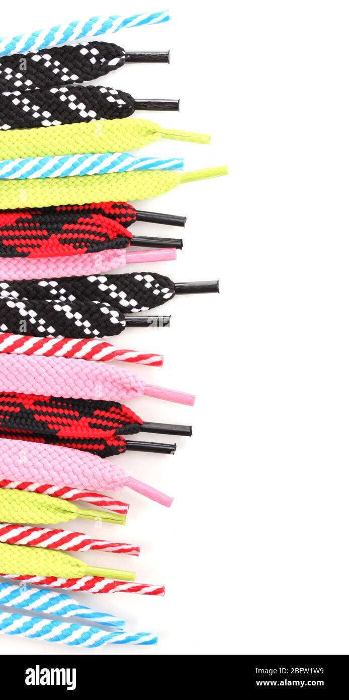 Colorful shoelaces isolated on white Stock Photo - Alamy
