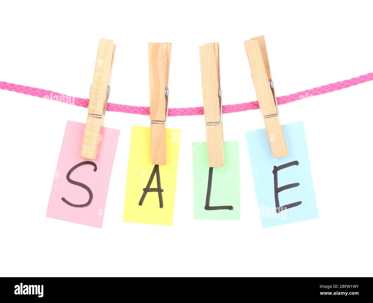 Colorful word hang on rope by wooden peg isolated on white Stock Photo ...