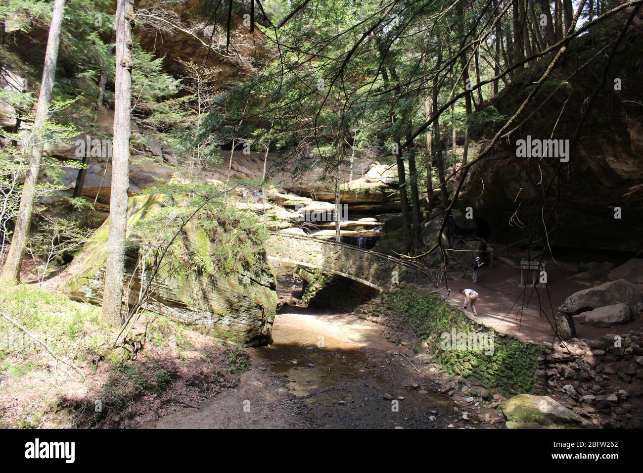 Old man cave walk trail and water fall in Ohio State,nature green ...