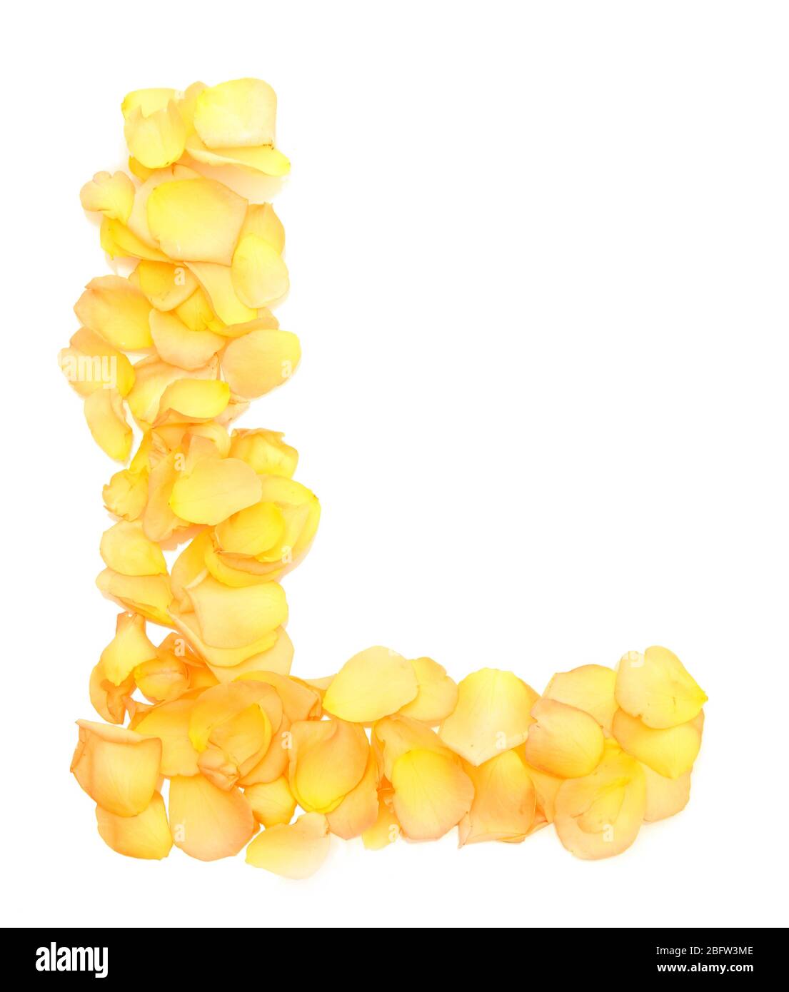 orange rose petals forming letter L, isolated on white Stock Photo - Alamy