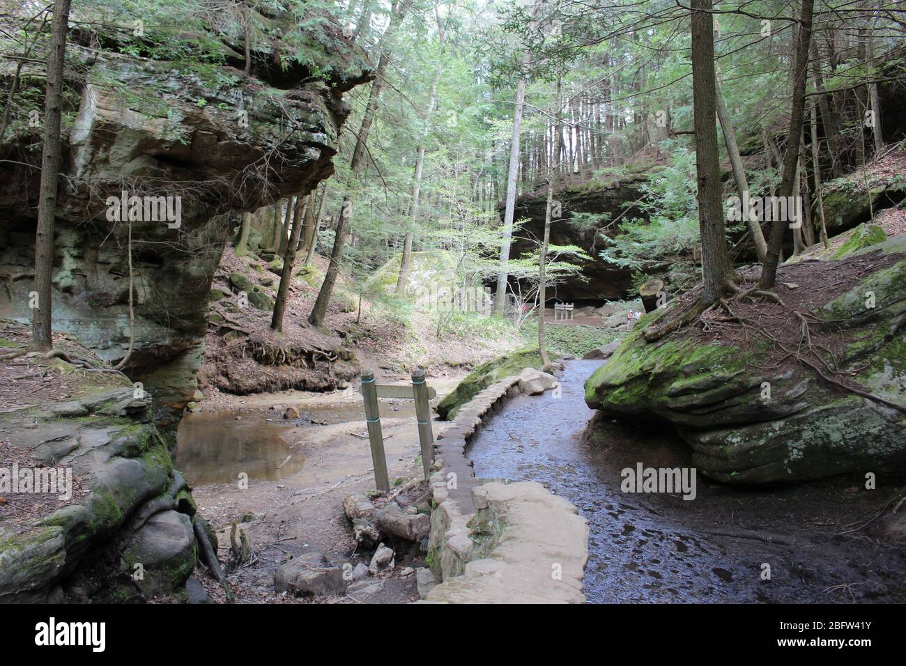 Old man cave walk trail and water fall in Ohio State,nature green ...