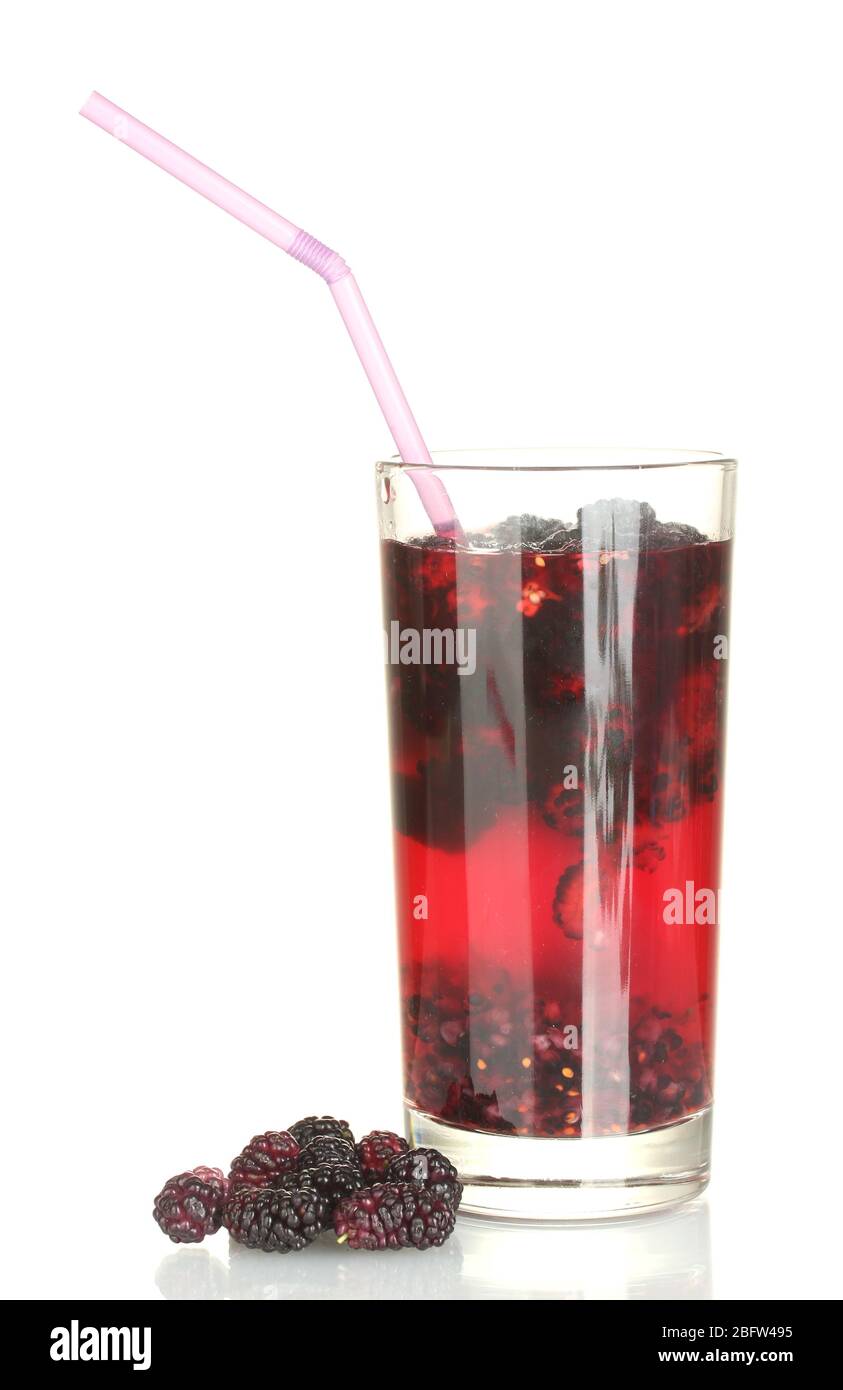 Glass of refreshing mulberry juice isolated on white Stock Photo - Alamy