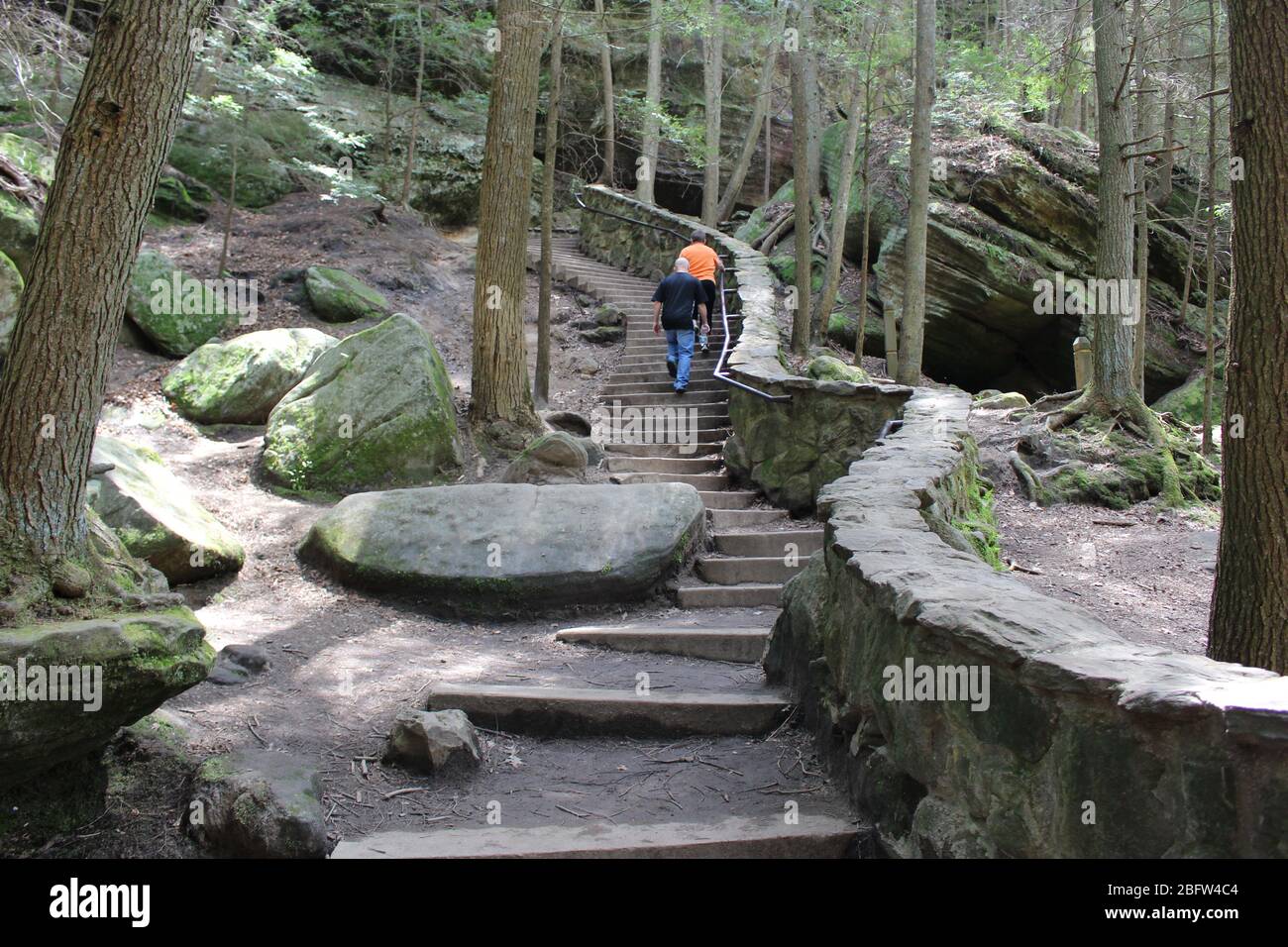 Old man cave walk trail and water fall in Ohio State,nature green ...
