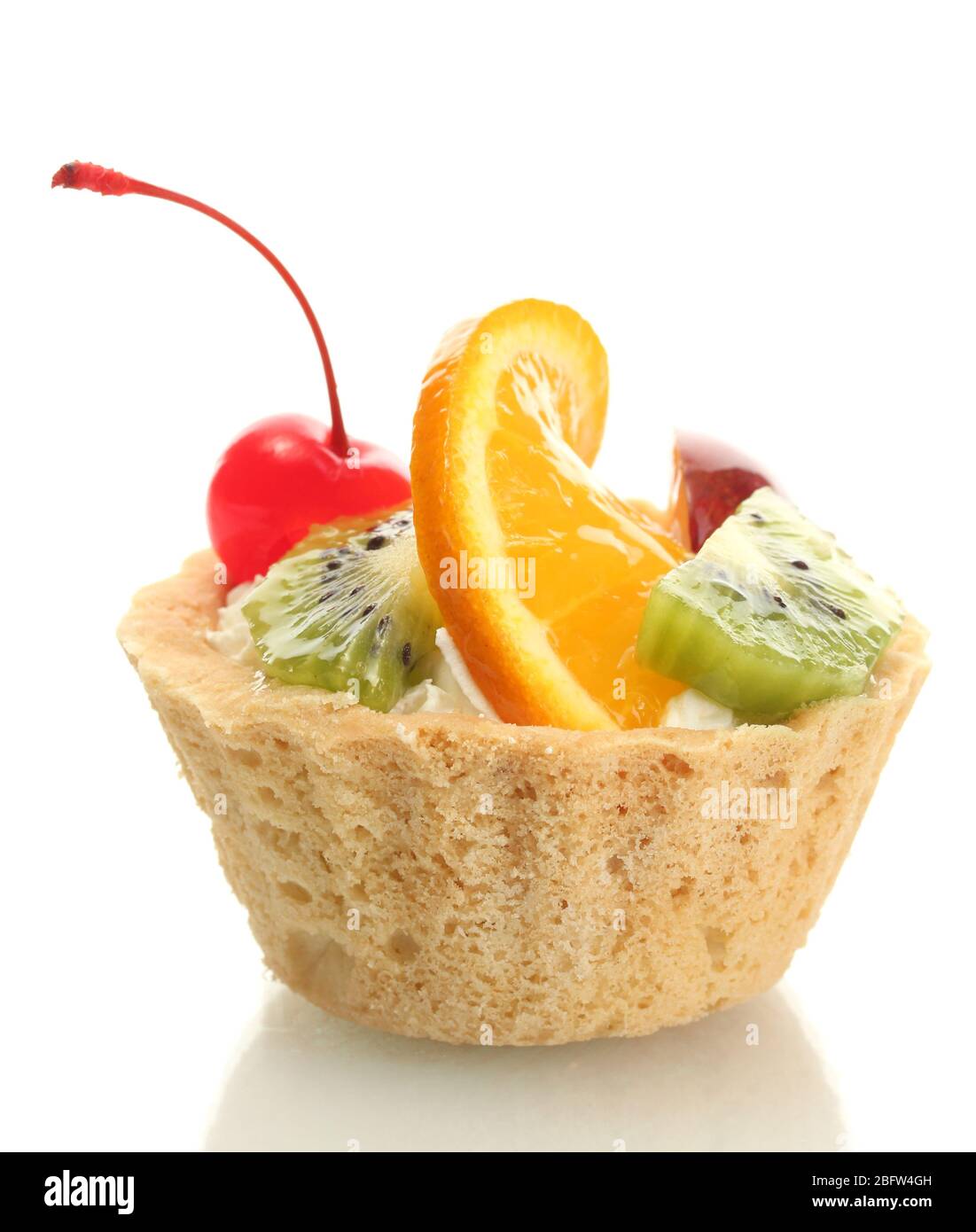 sweet cake with fruits isolated on white Stock Photo - Alamy