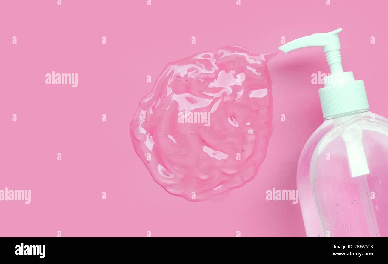 Alcohol hand sanitizer gel in pump bottles for hand hygiene corona ...