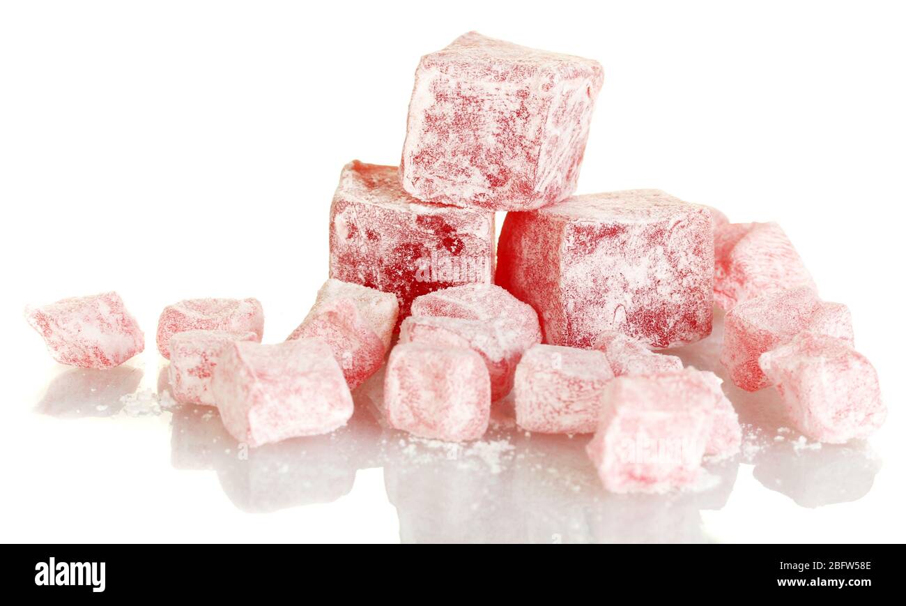 tasty pieces of turkish delight isolated on white Stock Photo - Alamy