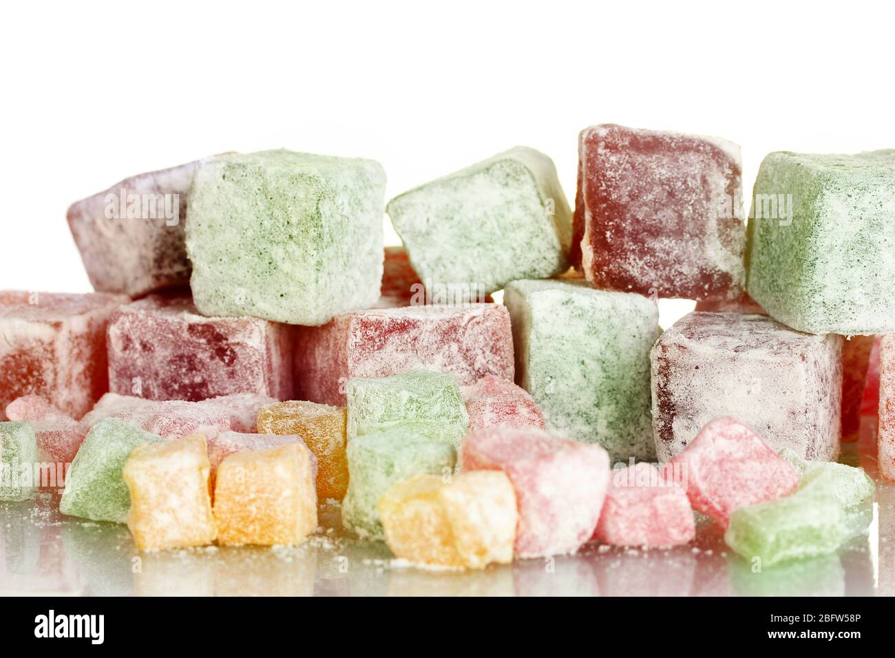 tasty pieces of turkish delight on white background close-up Stock ...