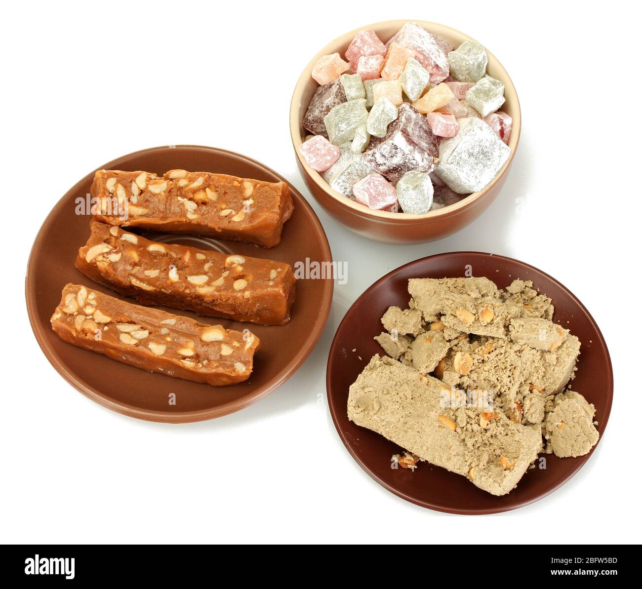 East sweets - halva, sherbet and Turkish delight isolated on white ...