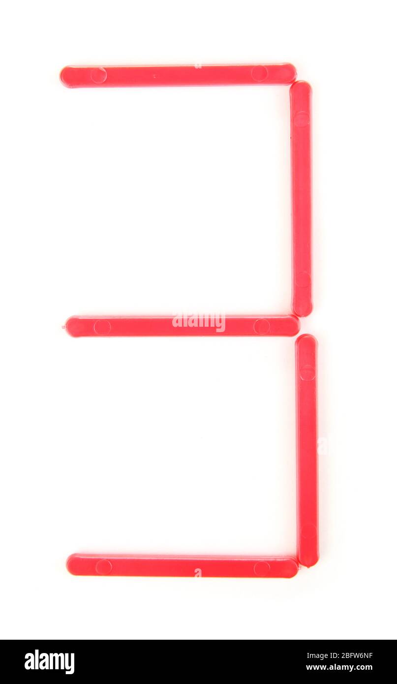 Color counting sticks formed number isolated on white Stock Photo - Alamy