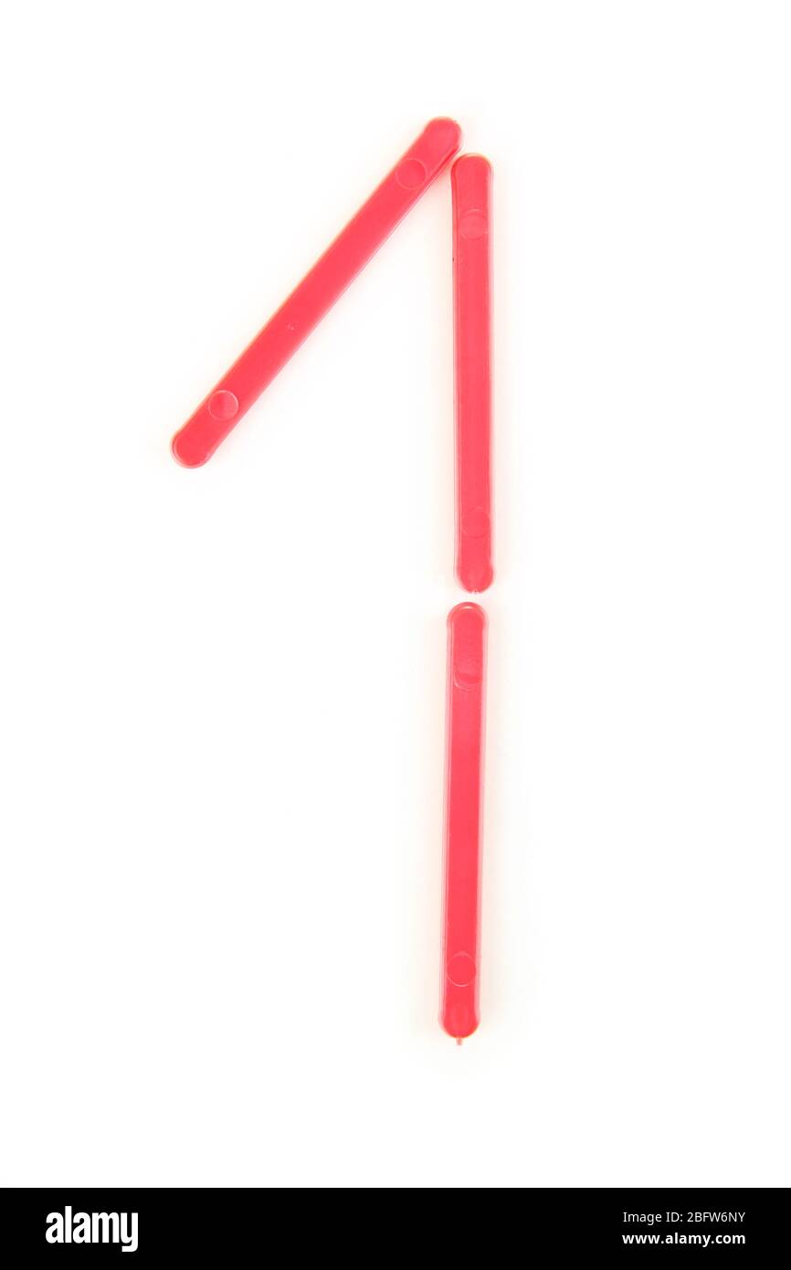 Color counting sticks formed number isolated on white Stock Photo - Alamy